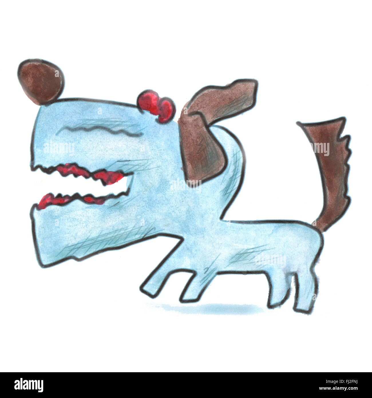 Blue dog cartoon watercolor isolated Stock Photo - Alamy