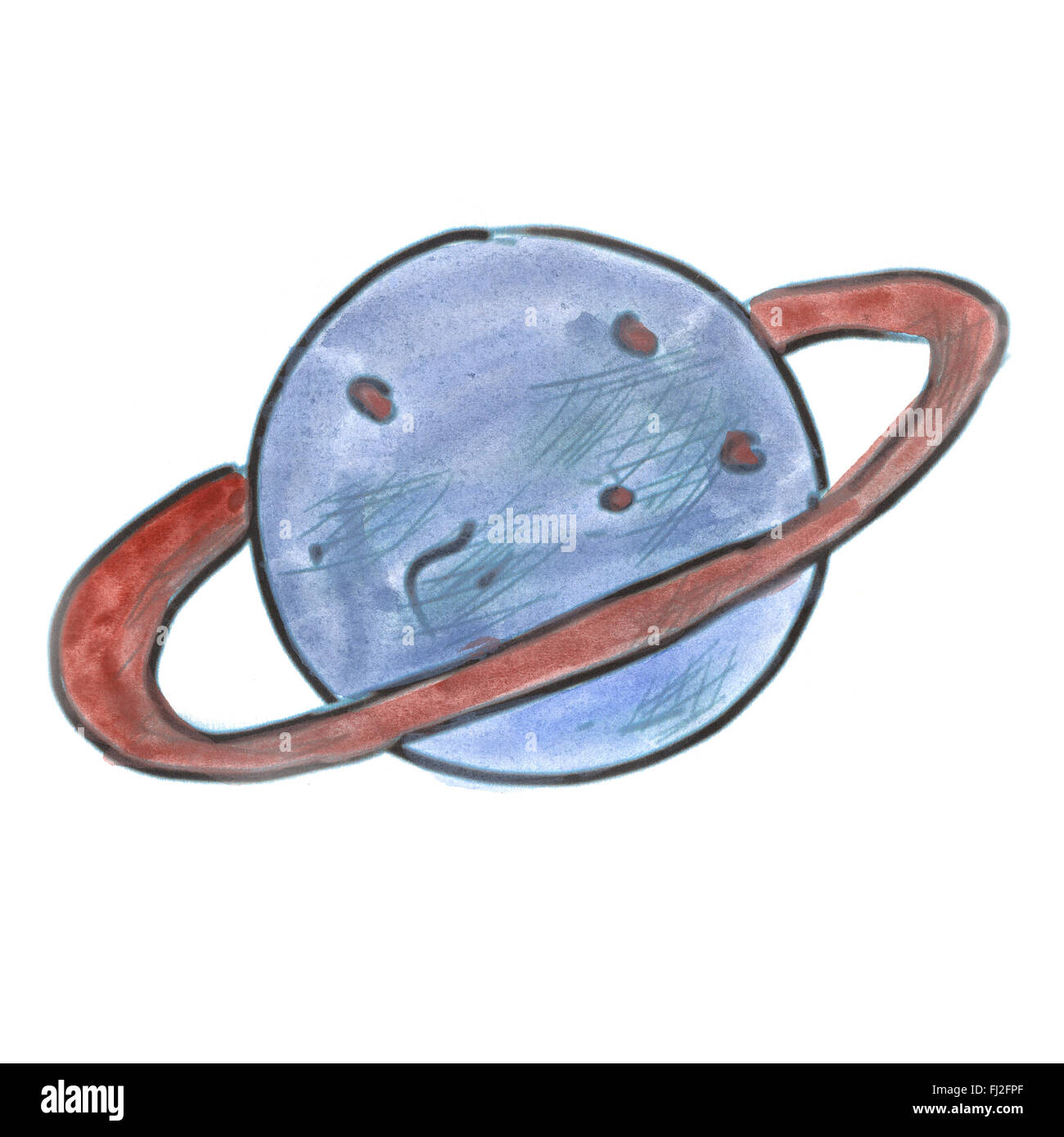blue planet with an orbit cartoon watercolor isolated Stock Photo - Alamy