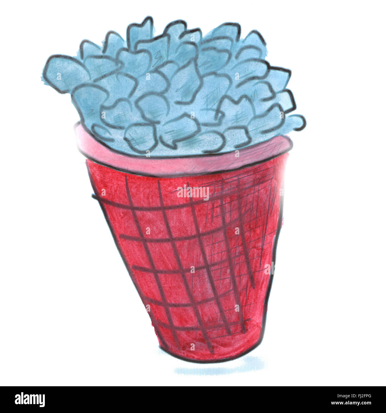 blue popcorn in a red box isolated cartoon watercolor Stock Photo - Alamy