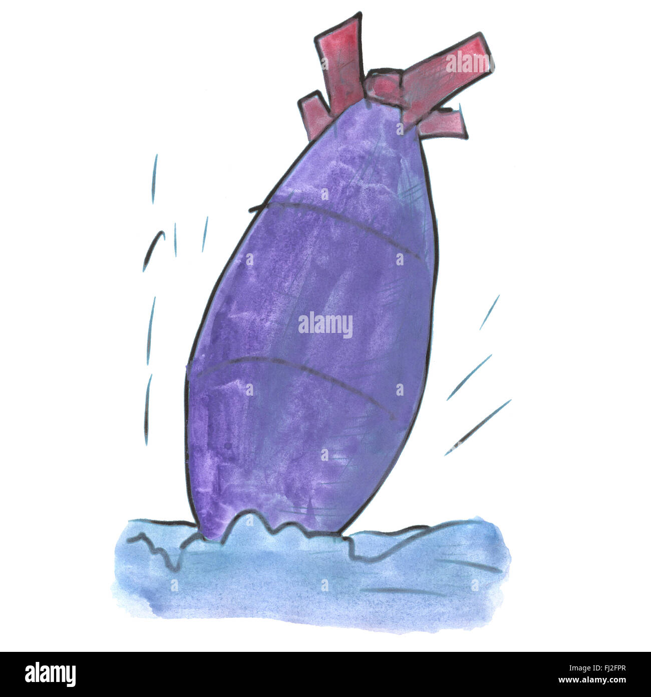 blue rocket bomb cartoon watercolor isolated Stock Photo - Alamy