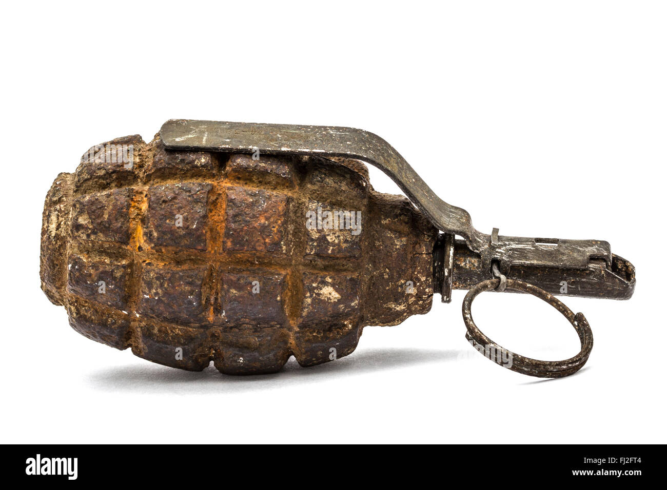 Old combat grenade isolated on a white background Stock Photo - Alamy