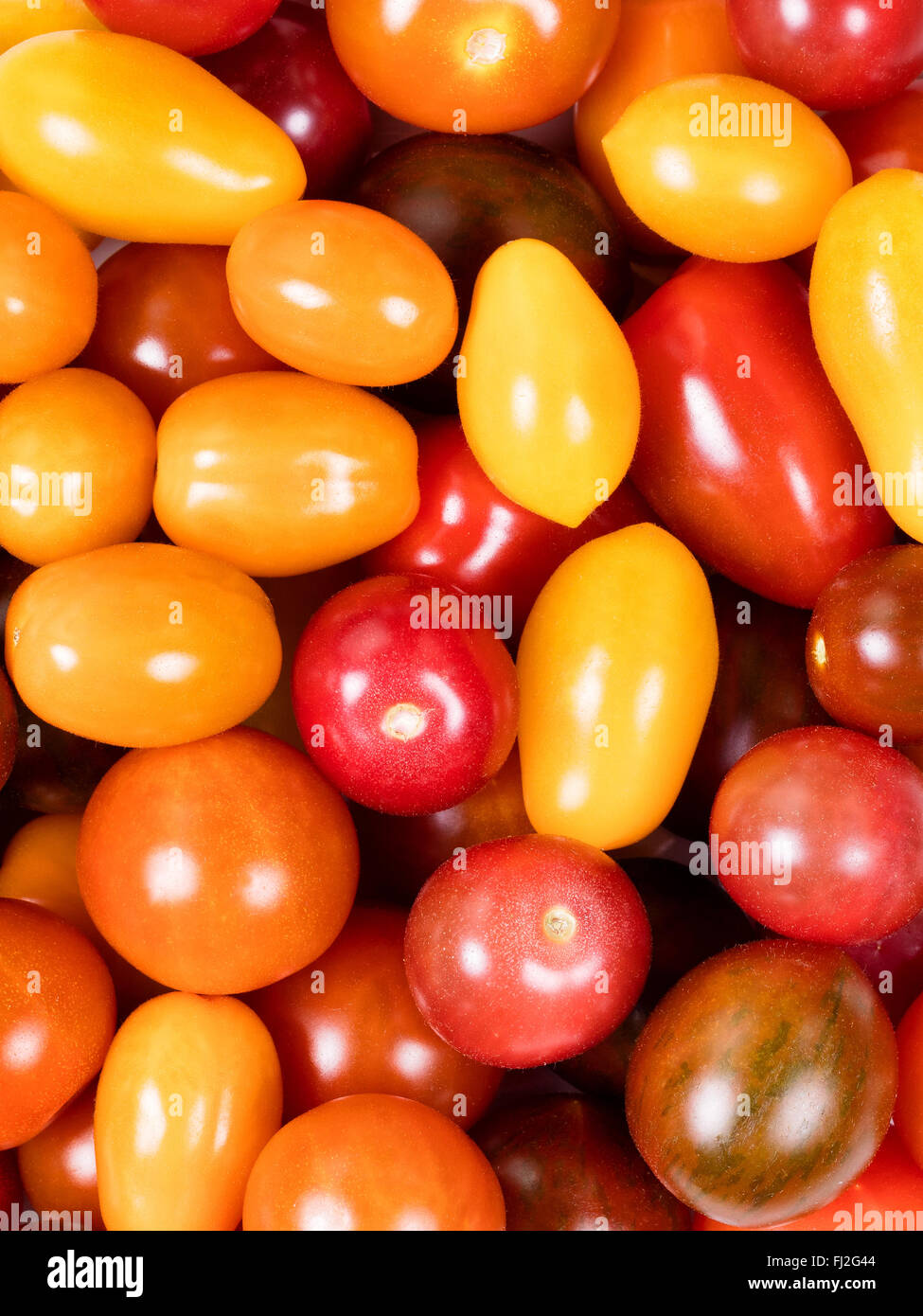 Filled frame of colorful mixed tomatoes in vertical layout Stock Photo ...