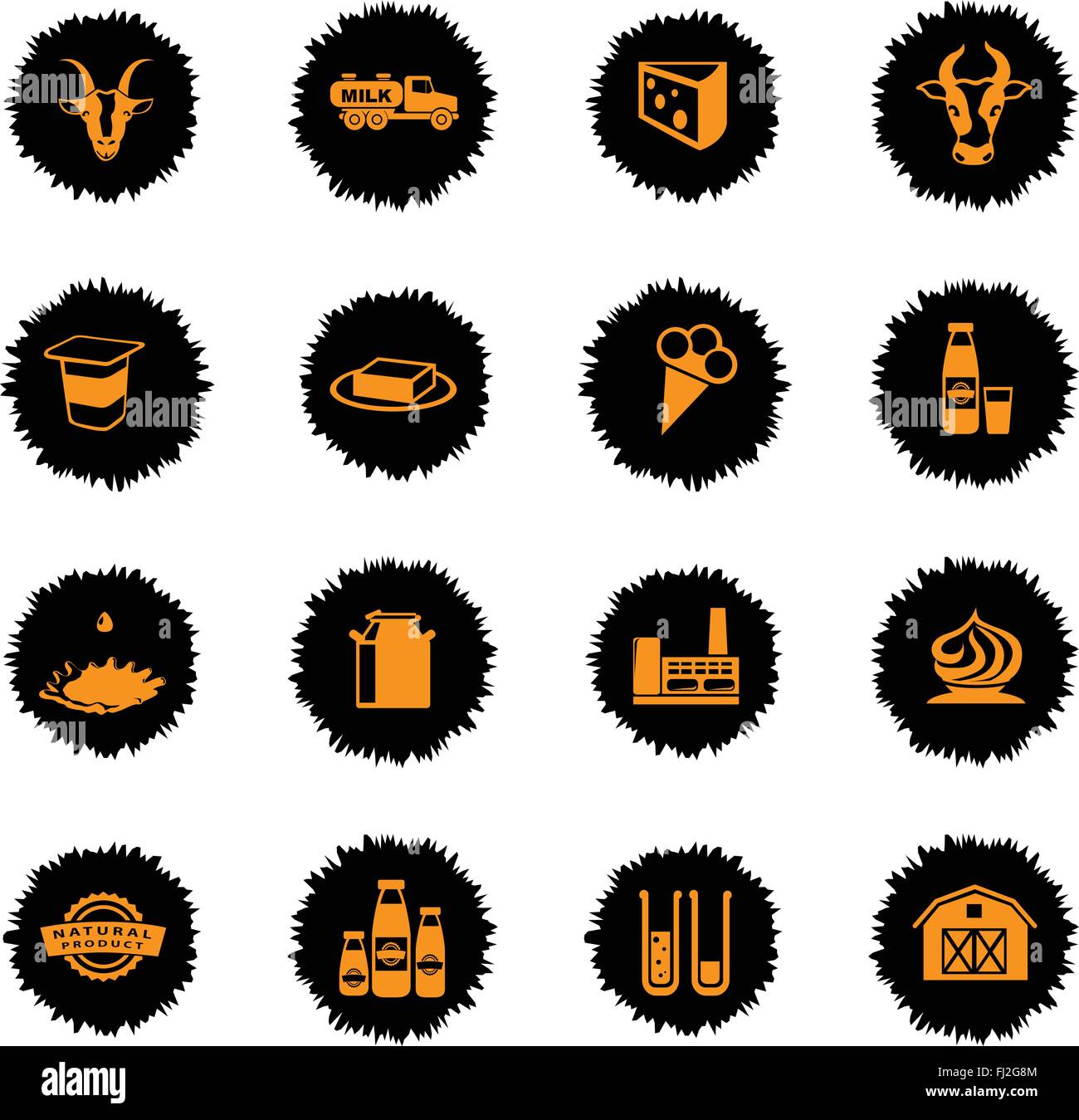 Milk industry icons set Stock Vector Image & Art - Alamy