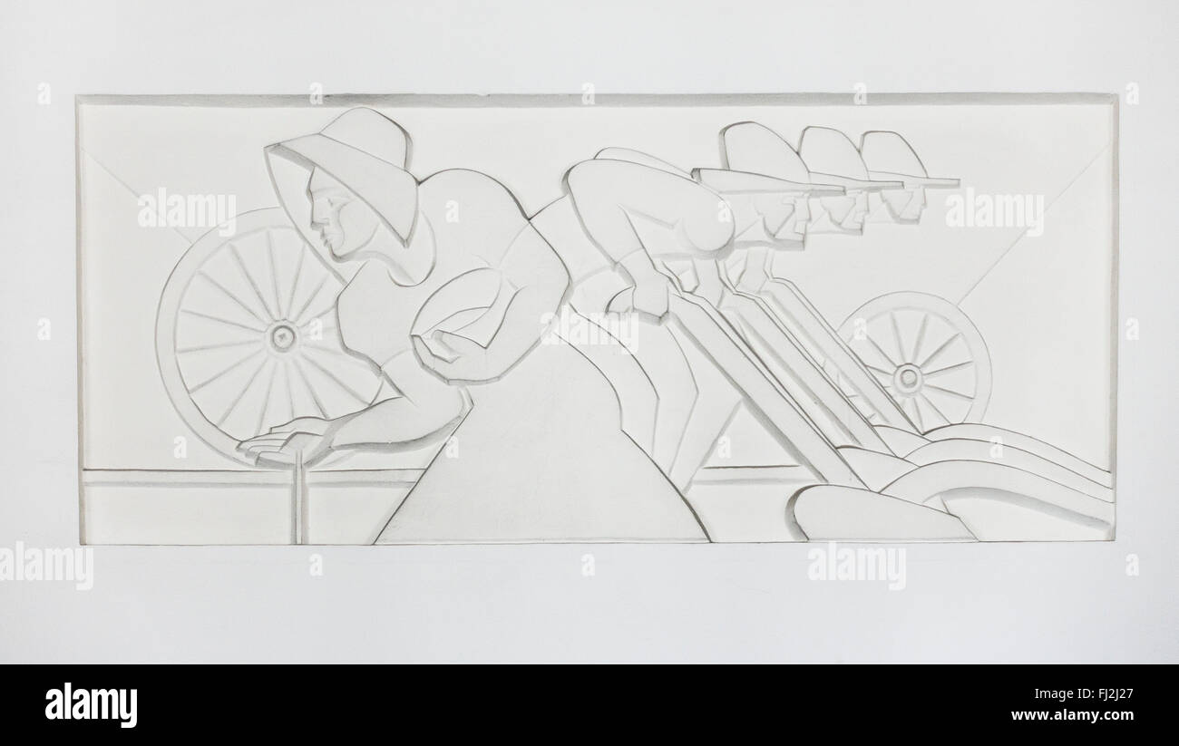 Santa Barbara's post office 1930's New Deal art deco bas relief plaster ...