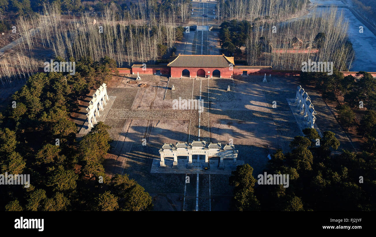 Yixian. 28th Feb, 2016. An aerial photo taken on Feb. 28, 2016 shows ...