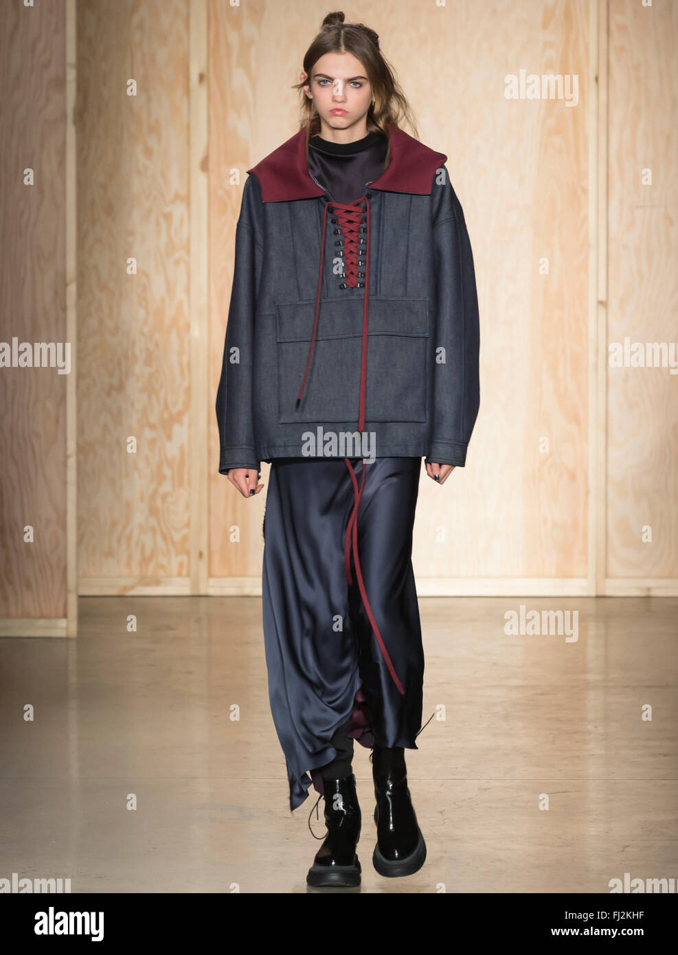 New York City, USA - February 17, 2016: Molly Bair walks the runway at ...