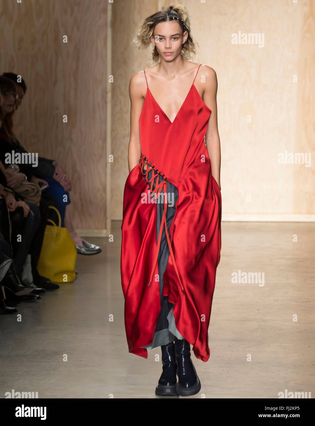 New York City, USA - February 17, 2016: Binx Walton walks the runway at ...