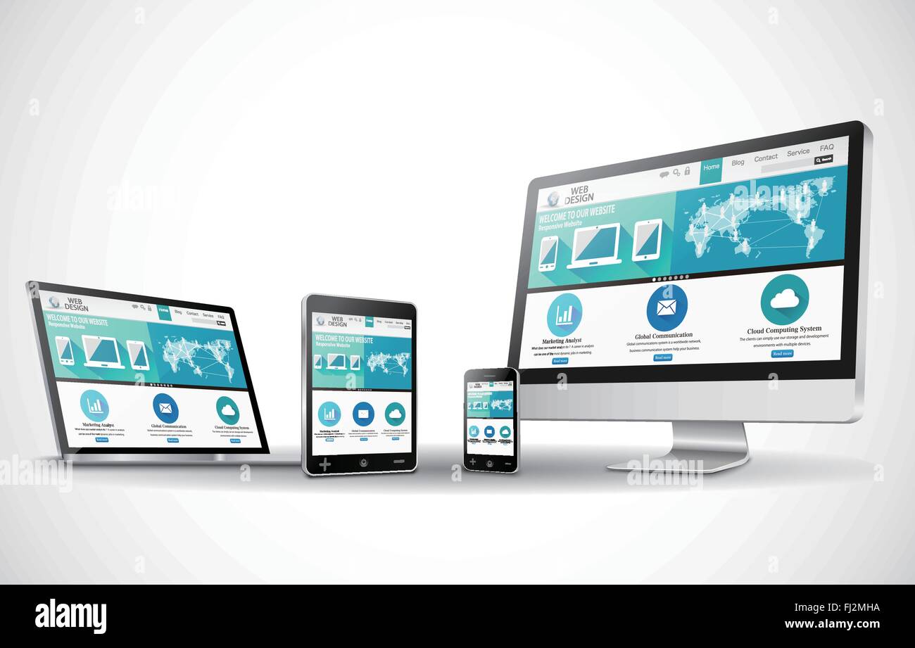 Vector multiple devices and website Stock Vector Image & Art - Alamy