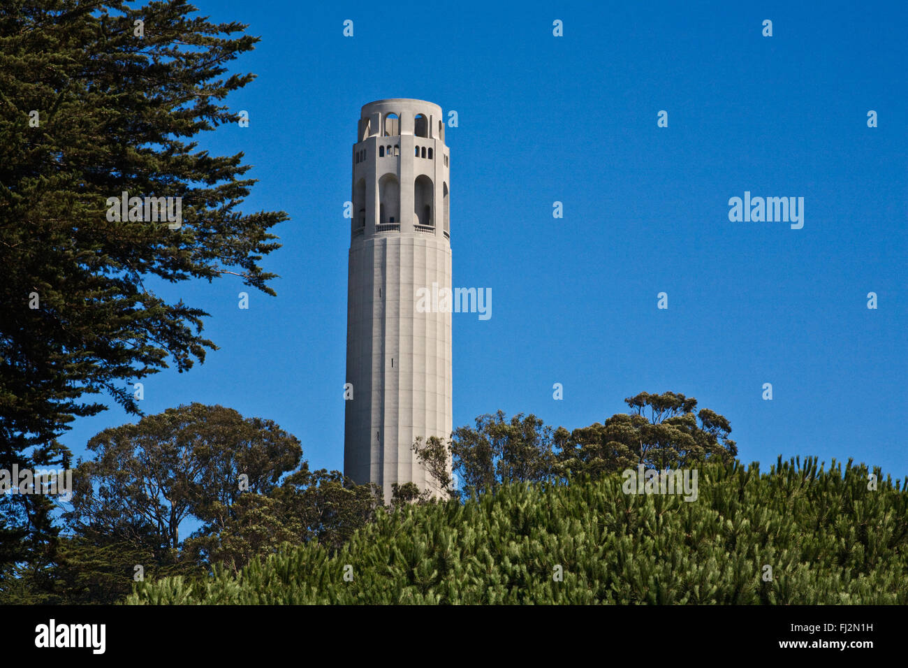 COIT TOWER sits atop TELEGRAPH HILL - SAN FRANCISCO, CALIFORNIA Stock ...