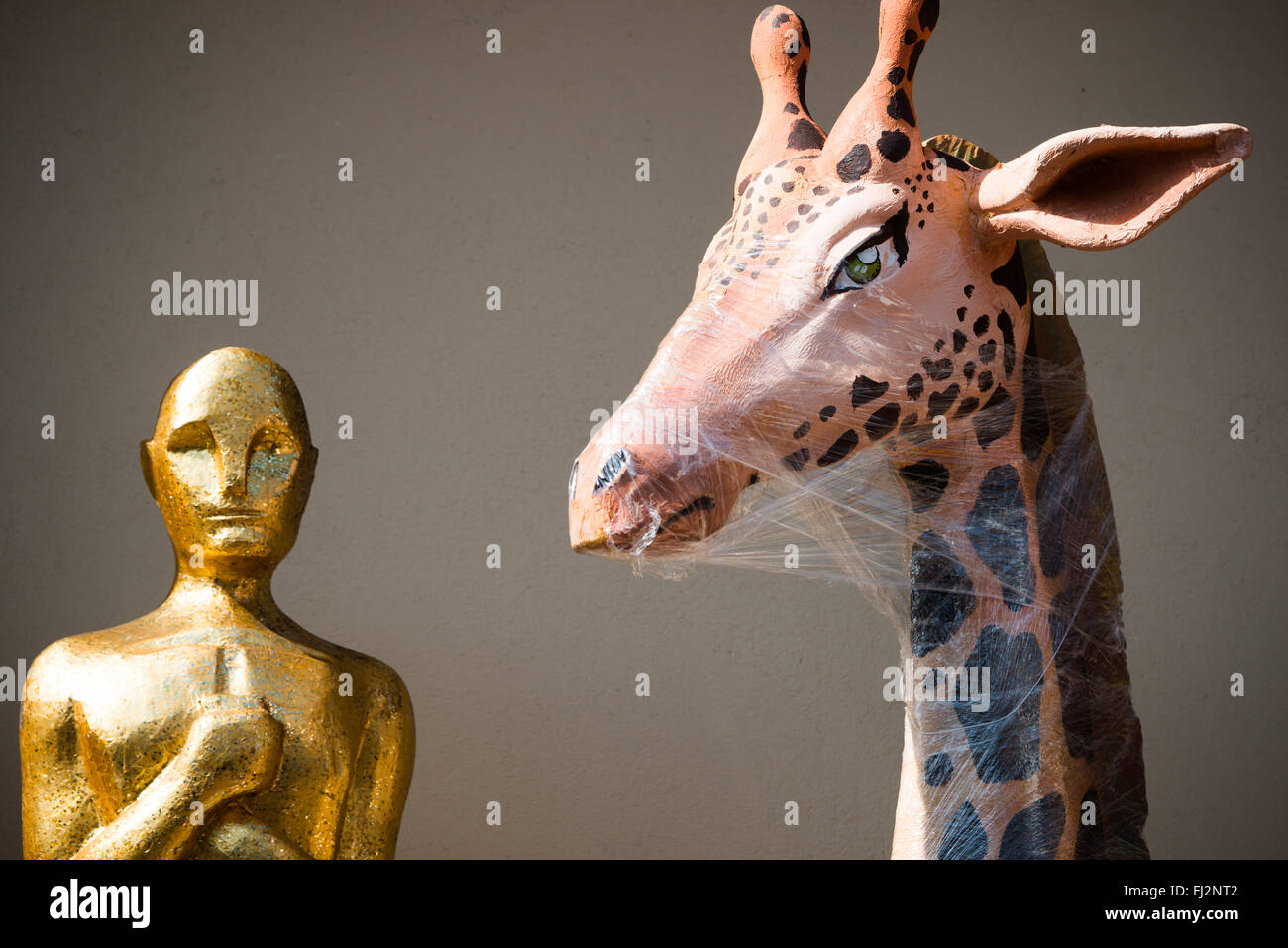 PANAMA CITY, Panama — Large festival figures stand in a traditional ...