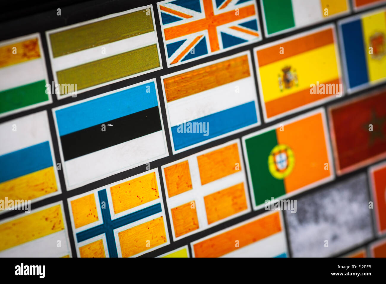 Color image of many country flags stickers Stock Photo - Alamy