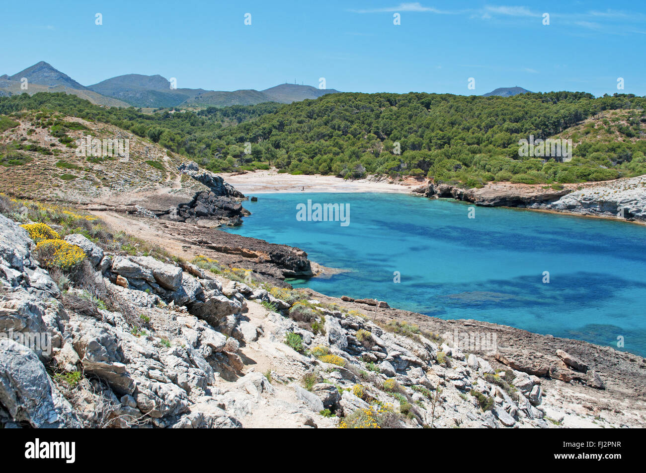 Mallorca, Balearic Islands, Spain, Europe: view of Cala Estreta, a ...