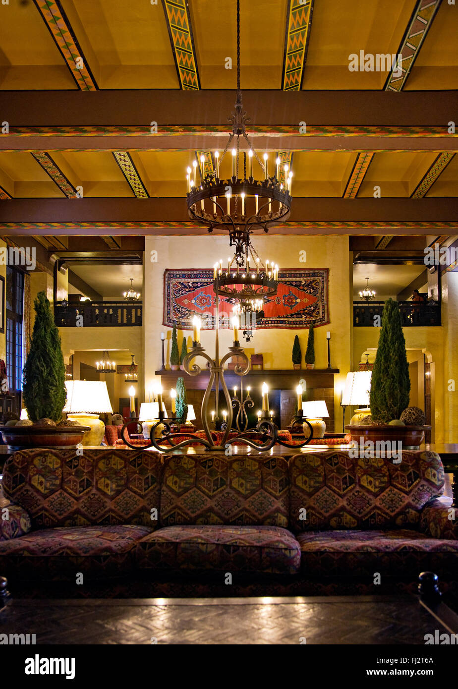 The grand SITTING ROOM of the AHWAHNEE HOTEL, built in 1925 and was ...