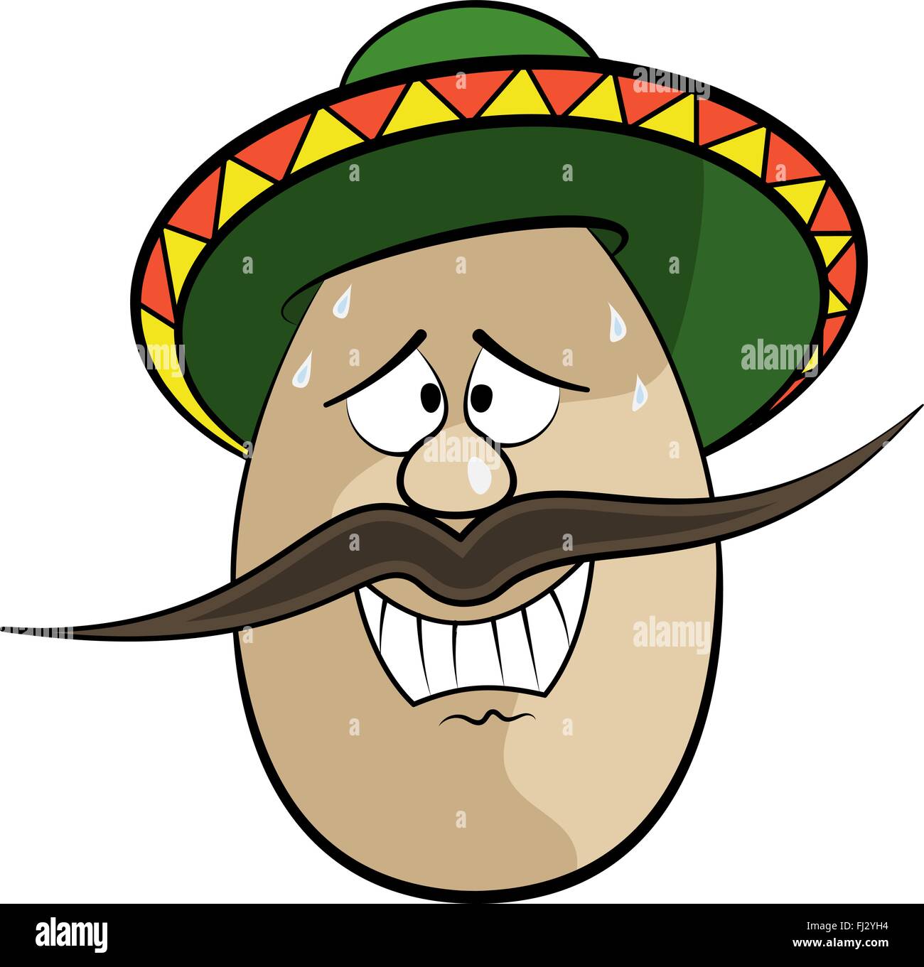Mexican Funny Cartoon Egg Face Character Vector Illustration Stock ...