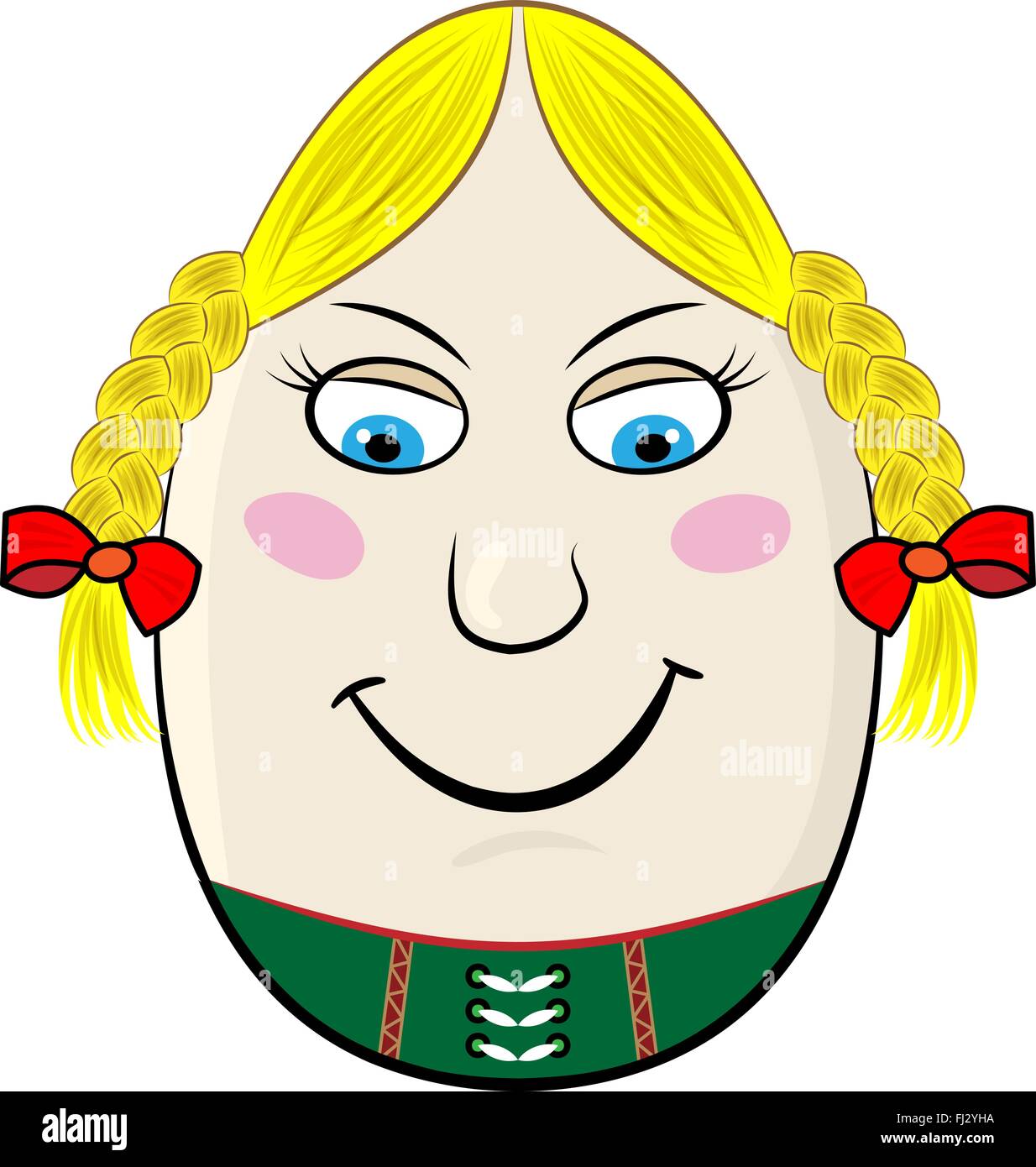 German Woman Funny Cartoon Egg Face Character Vector Illustration Stock ...
