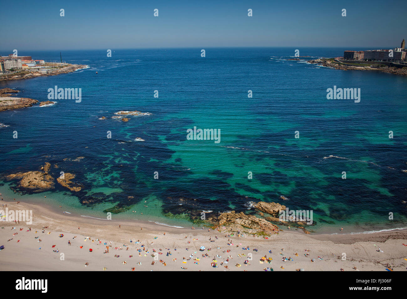 Riazor beach, Coruña city, Galicia, Spain Stock Photo - Alamy