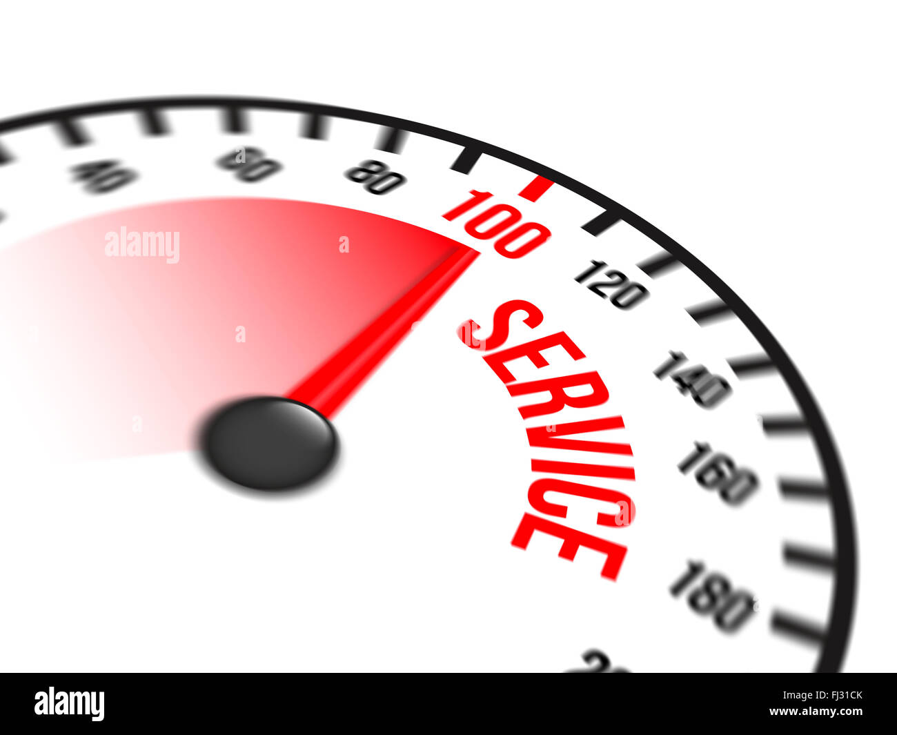 Illustration of speedometer with red arrow pointing to a hundred ...