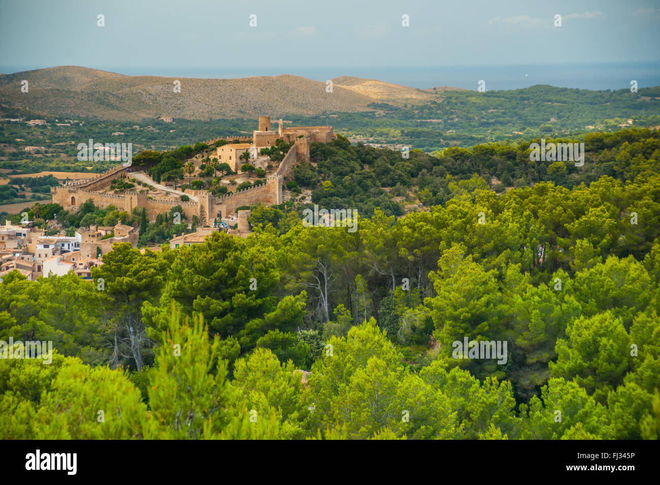 Capdepera castle on green hill in Mallorca Stock Photo - Alamy