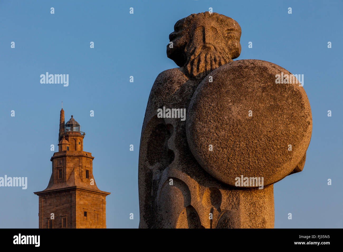 Statue monument sculpture tower of hercules hi-res stock photography ...