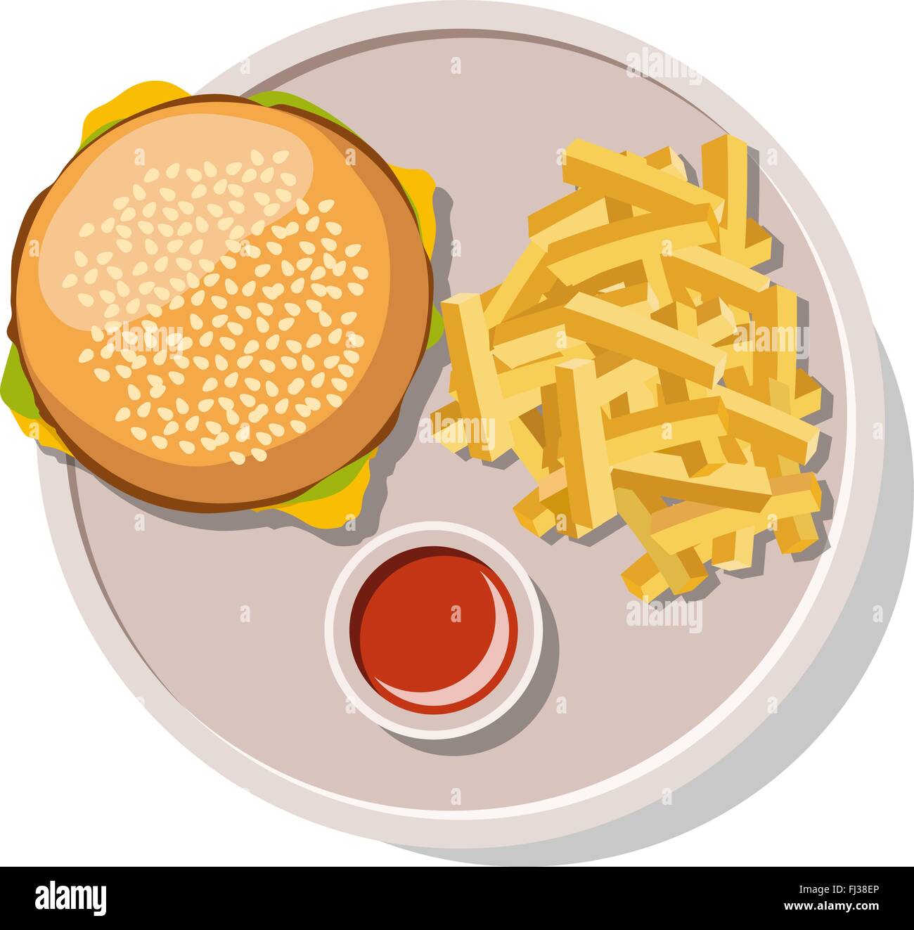 Hamburger and french fries isolated on white. Vector illustration Stock ...