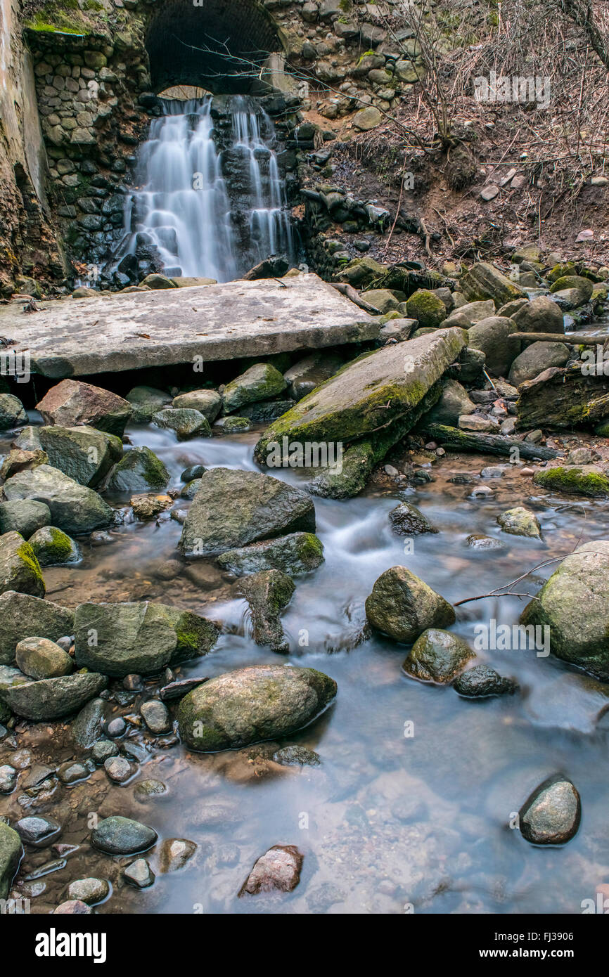 Waterfall at abandoned and poluted place in Vilnius Stock Photo - Alamy