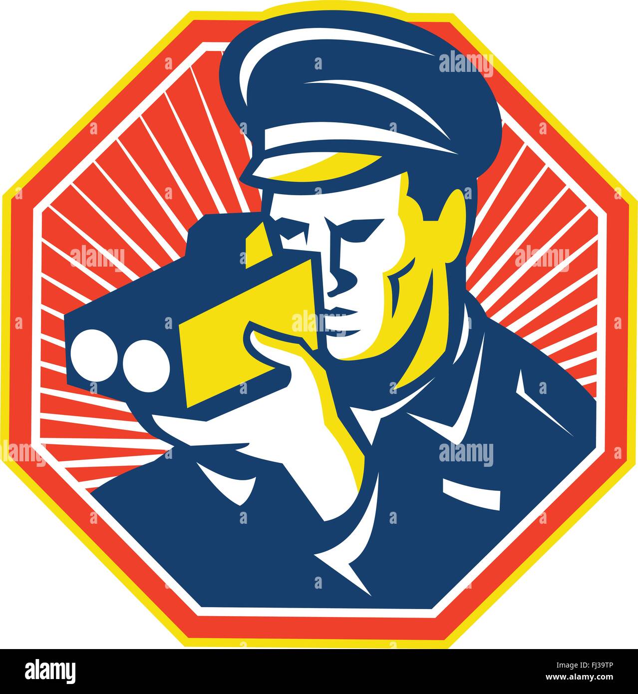 Policeman and radar gun Stock Vector Images - Alamy