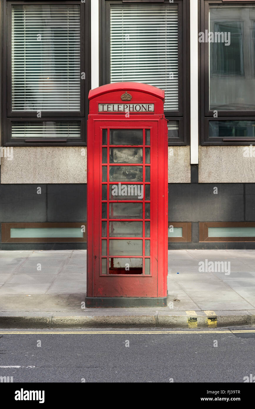 A classic red telephone box in Victoria Street, City of Westminster ...