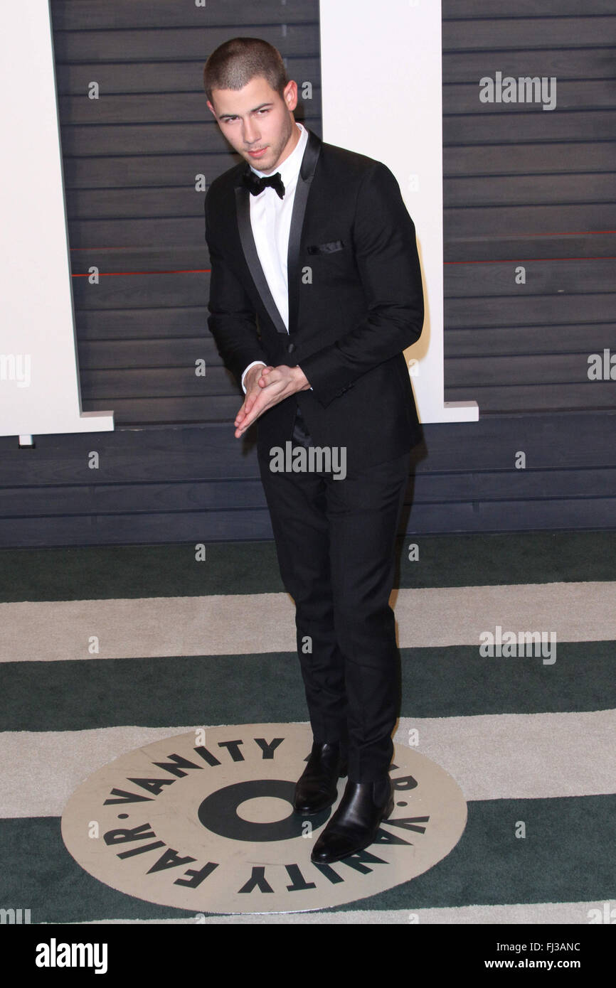 Beverly Hills, CA, USA. 28th Feb, 2016. Nick Jonas. 2016 Vanity Fair ...