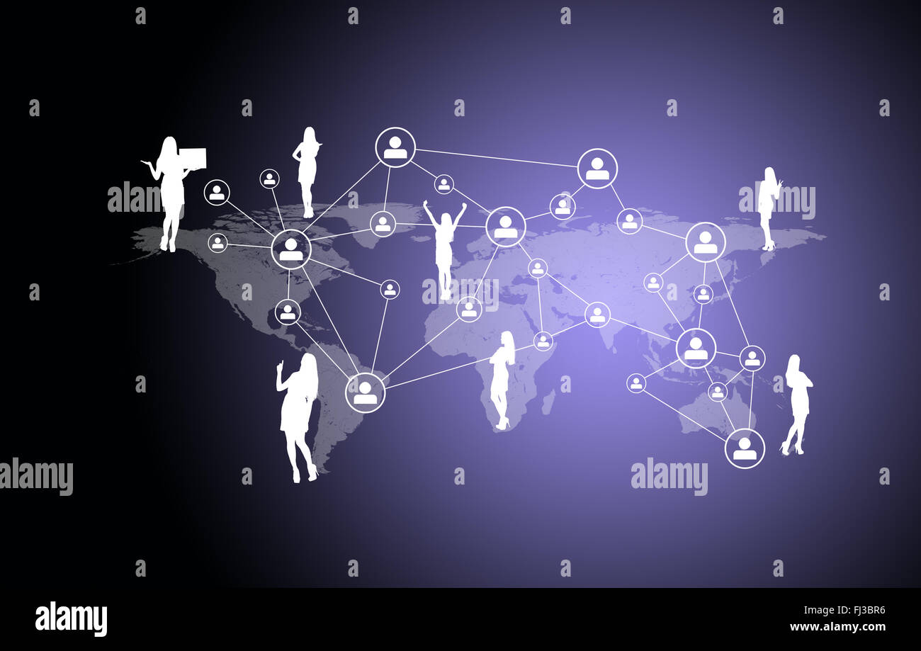 World map with people icons Stock Photo - Alamy