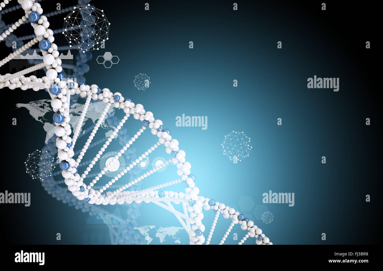 DNA molecule with world map Stock Photo - Alamy