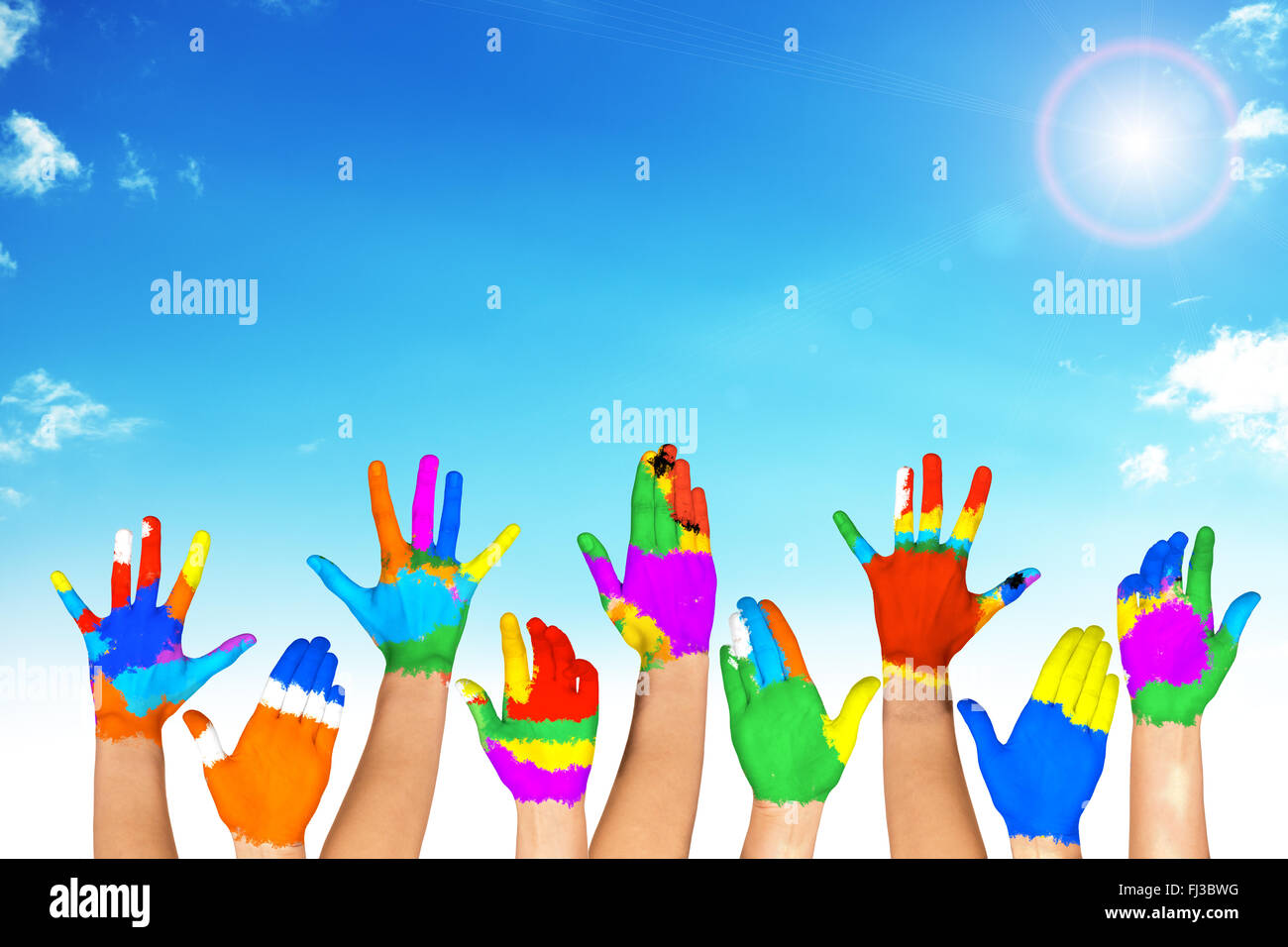 Set of colorful hands Stock Photo - Alamy