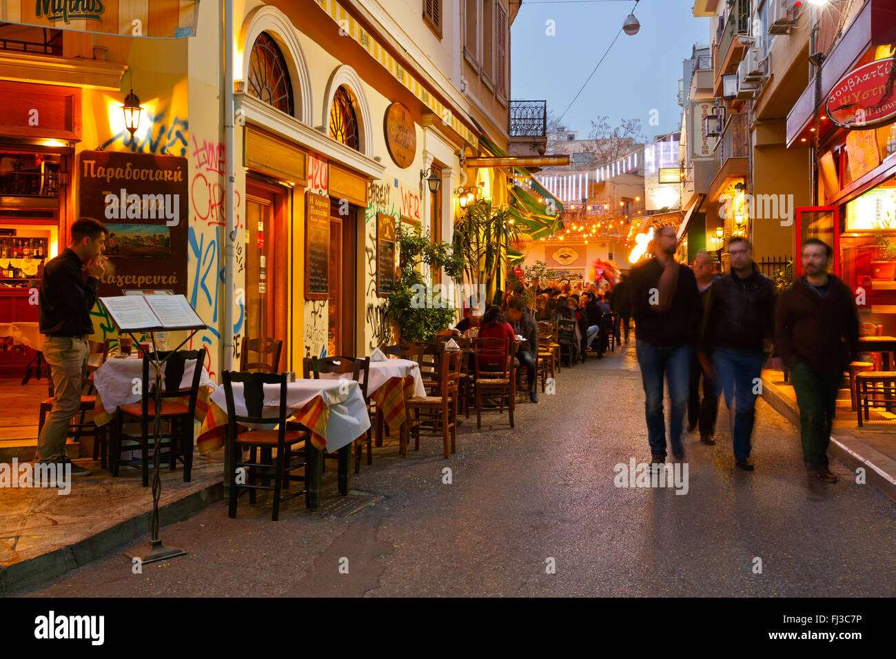 Restaurants and coffee shops in Psirri neighborhood near Heroes' square ...