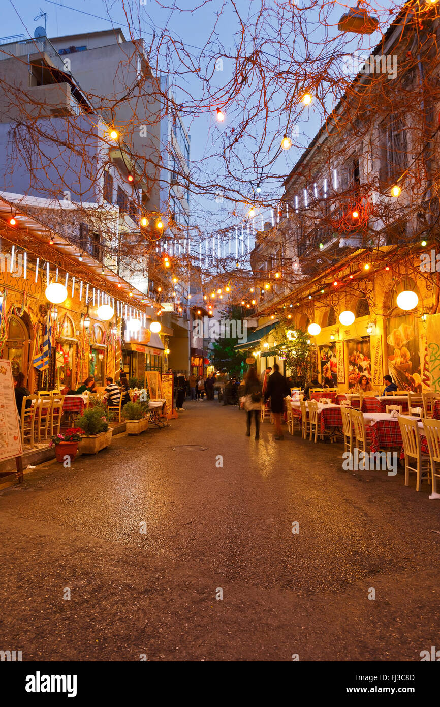 Restaurants and coffee shops in Psirri neighborhood near Heroes' square ...