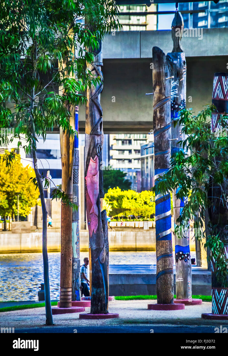 Totem poles Melbourne Australia Stock Photo - Alamy