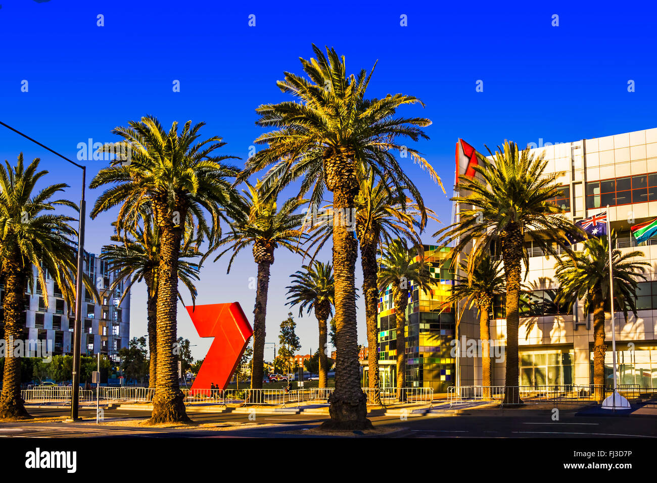Channel seven building palm trees, Docklands precinct, Melbourne ...