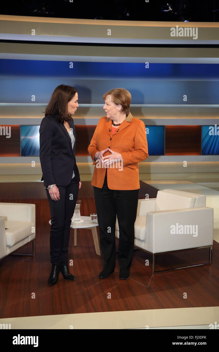 German Chancellor Angela Merkel makes an appearance on "Anne Will" Talk ...