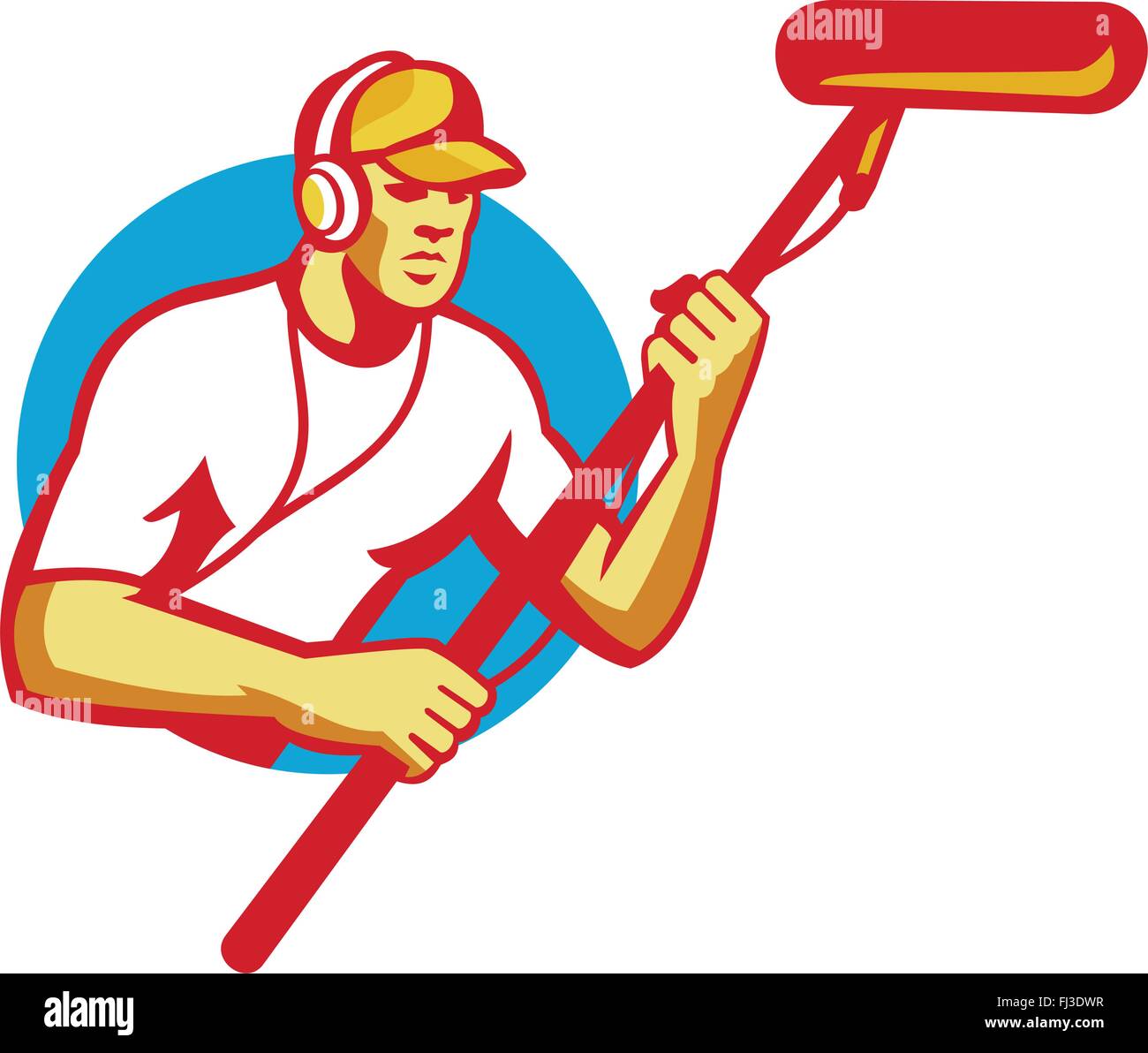 vector illustration of a sound man soundman worker with headphone ...