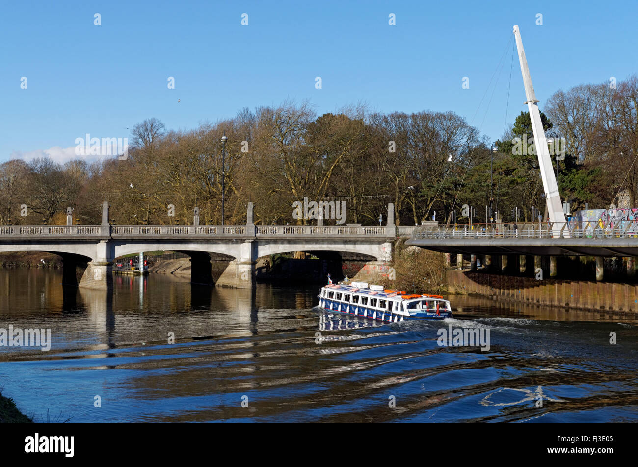 Canton Bridge, River Taff and Aqua Bus, Cardiff, Wales Stock Photo - Alamy