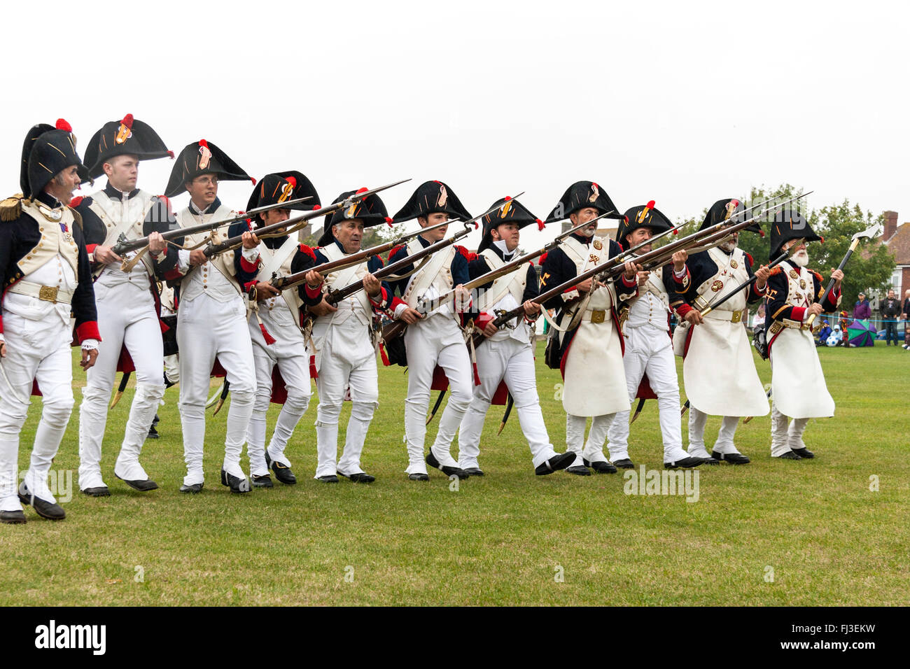 Napoleonic war re-enactment. French Imperial Guards with office in ...
