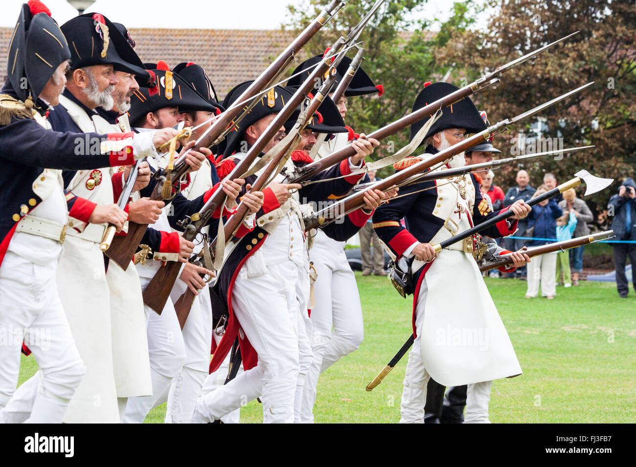 Napoleonic war re-enactment. French Imperial Guards with office in ...
