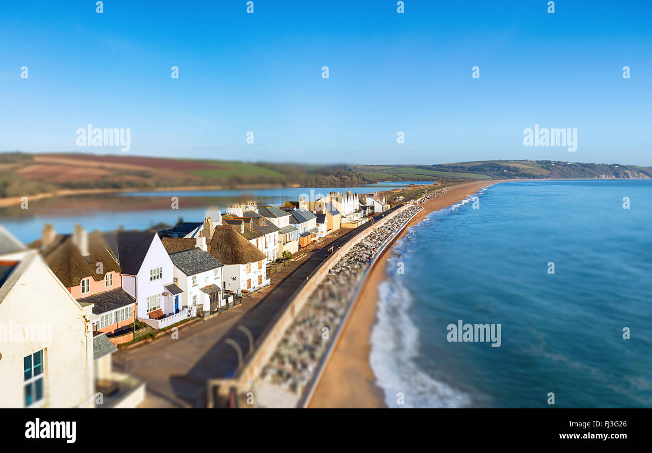The village of Torcross overlooking Slapton Sands on the south coast of ...