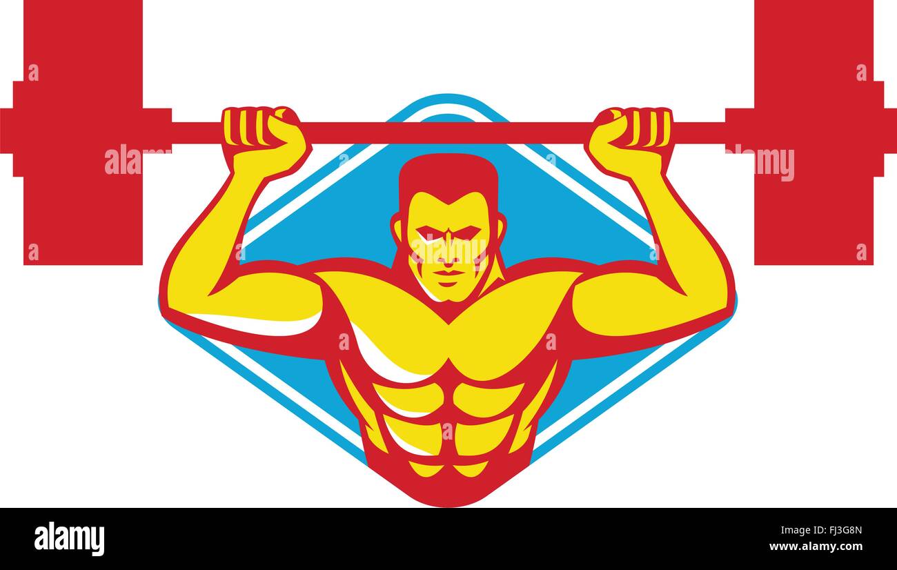 vector illustration of a weightlifter body builder lifting weights ...