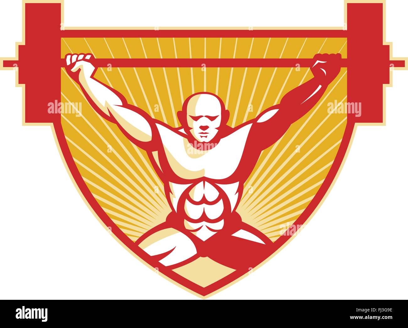 Illustration of a weightlifter lifting barbell weights viewed from ...