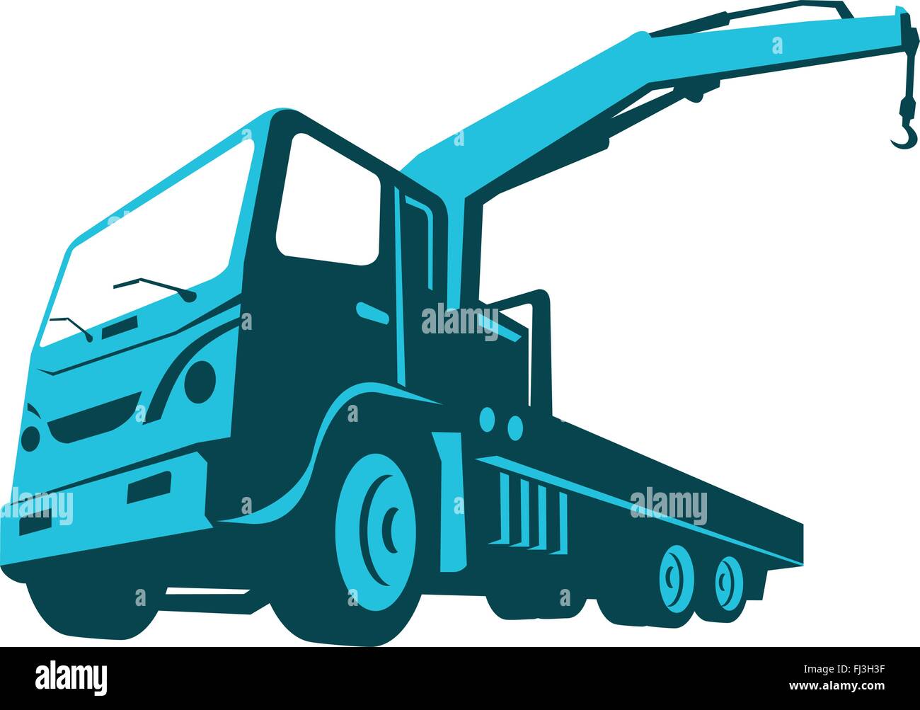 vector illustration of a truck mounted hydraulic crane cartage hoist ...