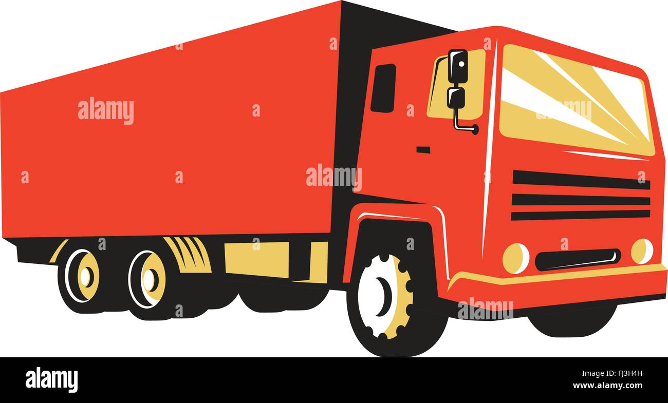 vector illustration of a closed delivery van truck viewed from the side ...