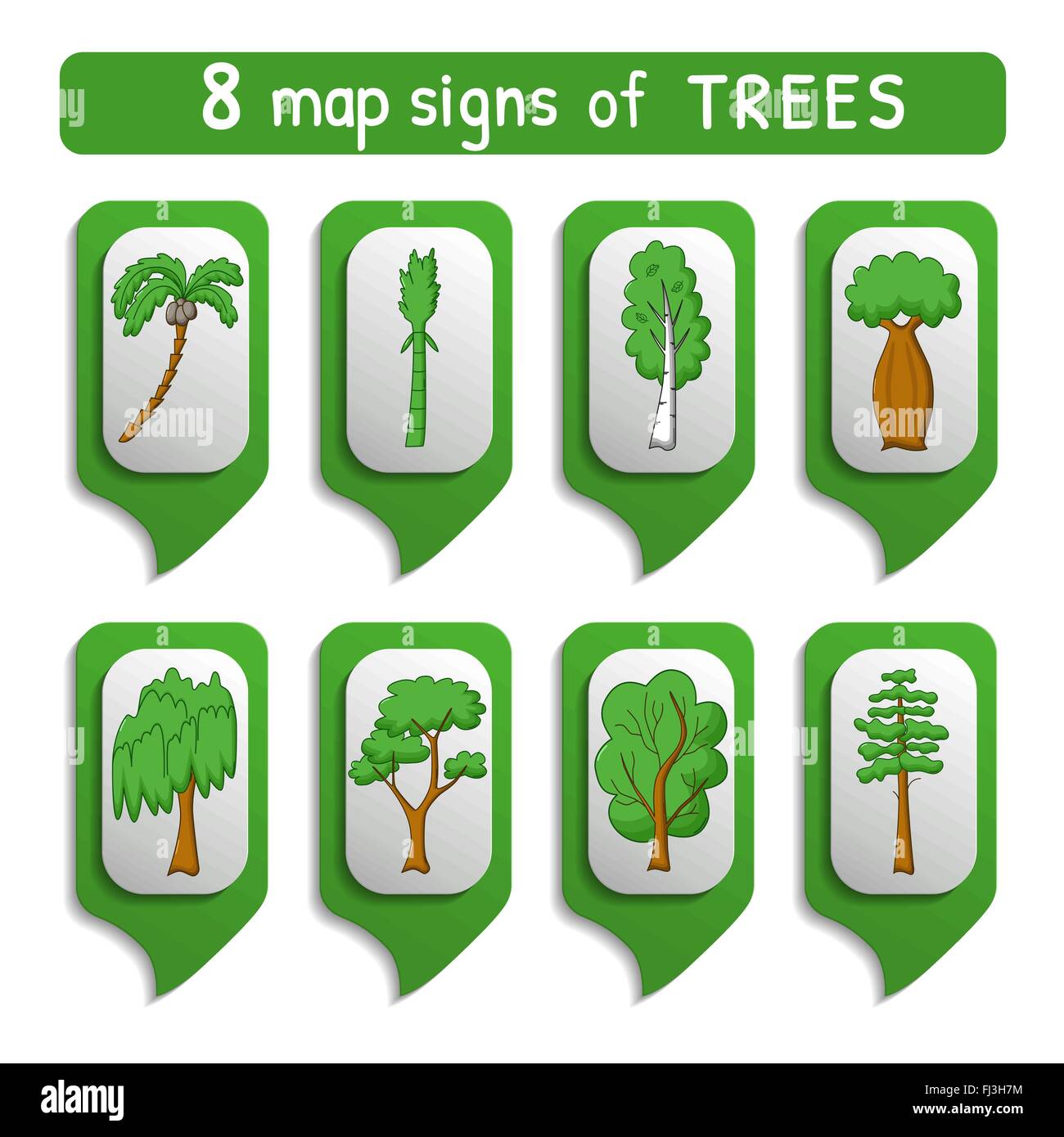 Set of trees map signs in cartoon style Stock Vector Image & Art - Alamy