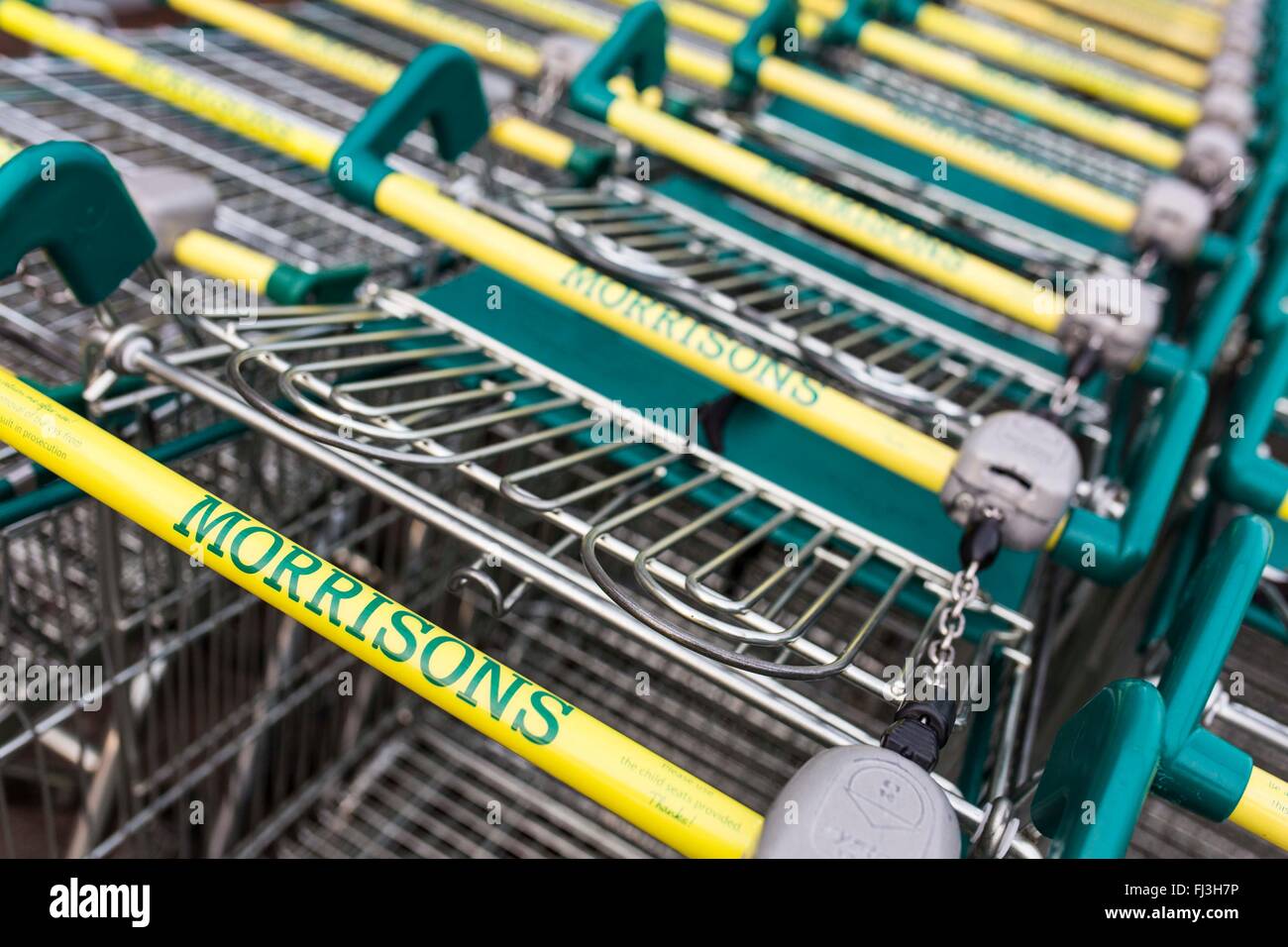Morrisons supermarket shopping trolleys Stock Photo - Alamy