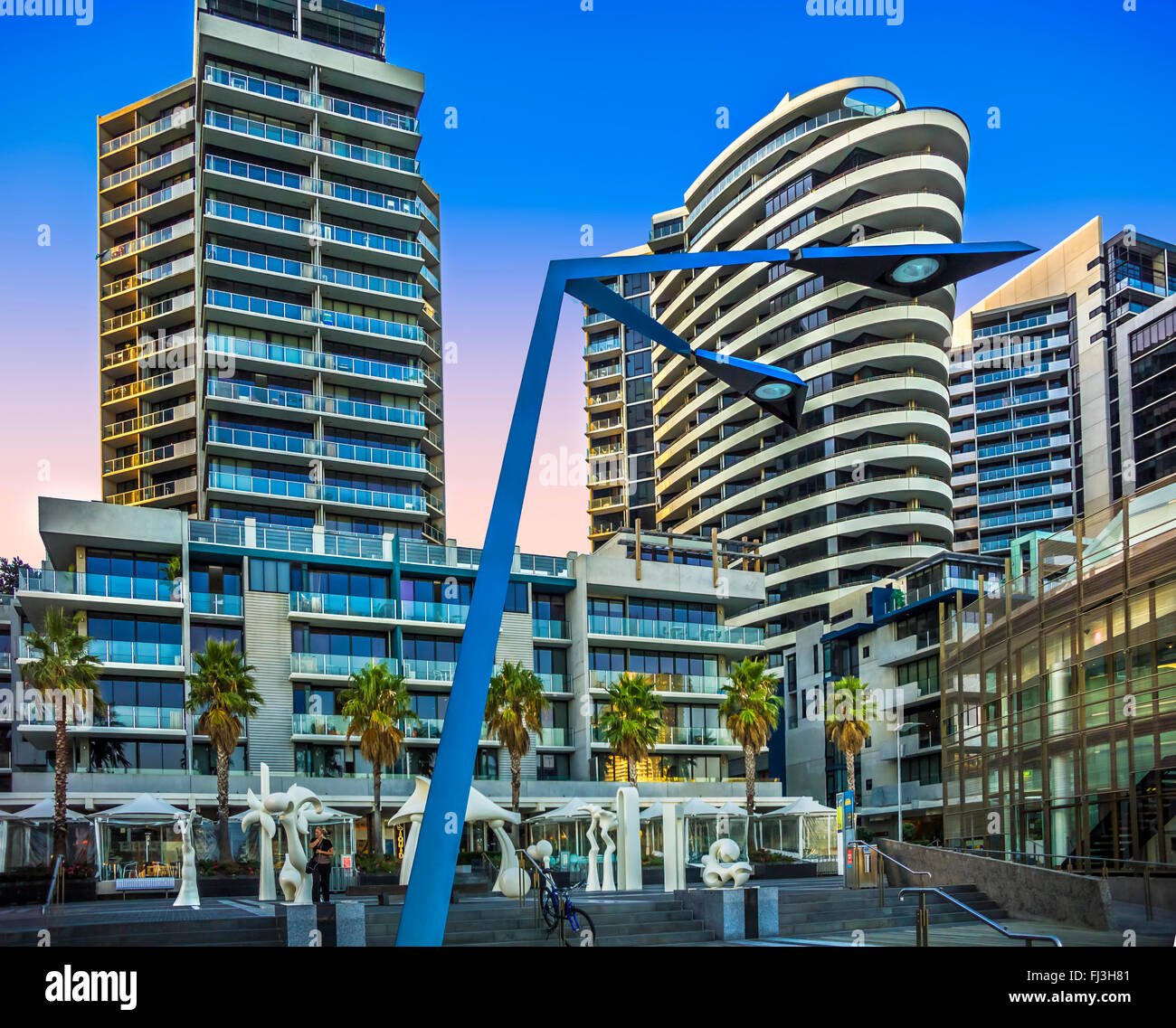 Residential and business area of Docklands waterfront, Melbourne ...