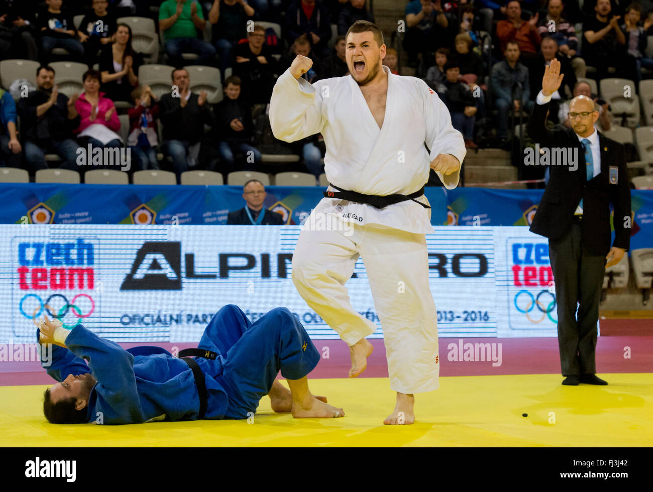 Prague, Czech Republic. 28th Feb, 2016. Romanian judoka Daniel Natea ...