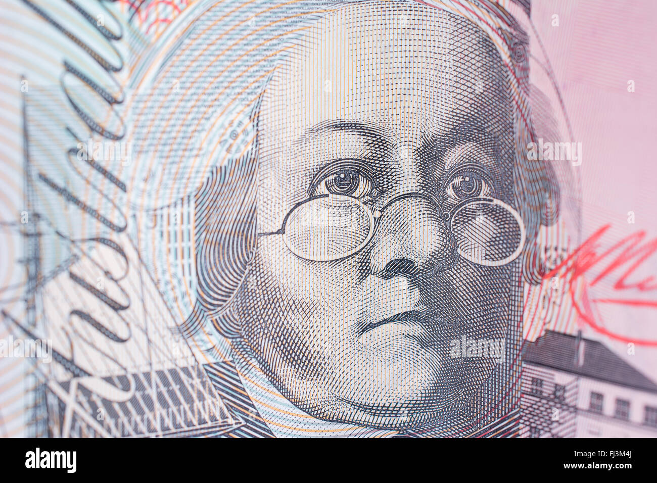 Close Up View of Australian Twenty Dollar Banknote Note Mary Reibey ...